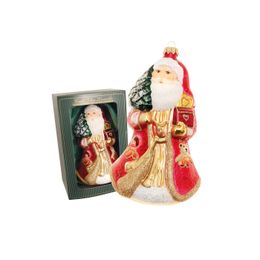 Krebs Glas Lauscha Christbaumschmuck Santa's World "Weihnachtsmann mit Schatztruhe"