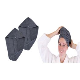 BETZ Turban-Tuch 2er Pack mit Knopf BERLIN Kopfhandtuch Haarturban