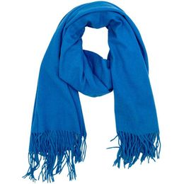 Leslii Modeschal, Weicher unifarbener Schal mit gedrehten Fransen, blau