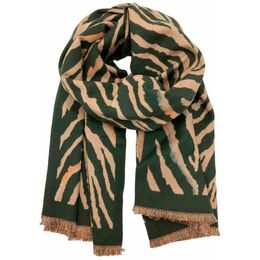 Leslii Modeschal, Weicher Schal mit Zebra Muster, beige|grün