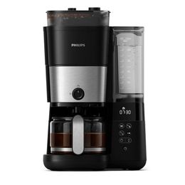 Philips Kaffeemaschine mit Mahlwerk HD7888/01 All-in-1 Brew, Papierfilter 1x4, mit Smart Dosierung und Kaffeebohnenbehälter, schwarz