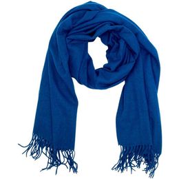 Leslii Modeschal, Weicher unifarbener Schal mit gedrehten Fransen, blau