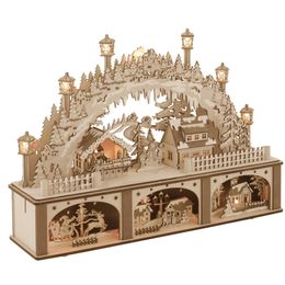 my home Schwibbogen Baal, Weihnachtsdeko, mit Unterbau und Weihnachtsmarkt, 45 x 33 cm, beige