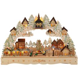 my home Schwibbogen LED Weihnachtsleuchter mit drehendem Baum und Musik, Weihnachtsdeko, Breite ca. 57 cm, beige|bunt|grün