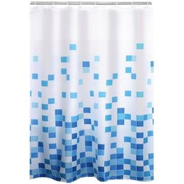 Ridder Duschvorhang Textil Cubes, ca. 180x200 cm Breite 180 cm (1-tlg), blau|weiß