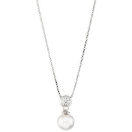 UNIKE JEWELLERY Kette mit Anhänger CLASSY SIMPLE PEARL, UK.CL.1202.0018, mit Zirkonia (synth) - mit Perle (synth), silberfarben|weiß