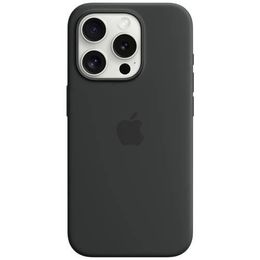 Apple Silicon Case MagSafe Backcover Apple iPhone 15 Pro Schwarz Induktives Laden, Stoßfest