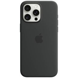 Apple Silicon Case MagSafe Backcover Apple iPhone 15 Pro Max Schwarz Induktives Laden, Stoßfest