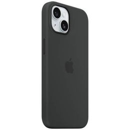 Apple Silicon Case MagSafe Backcover Apple iPhone 15 Schwarz Induktives Laden, Stoßfest