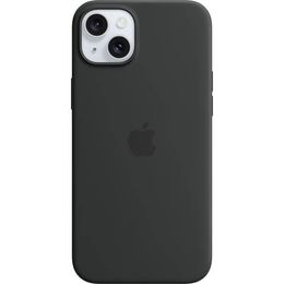 Apple Silicon Case MagSafe Backcover Apple iPhone 15 Plus Schwarz Induktives Laden, Stoßfest