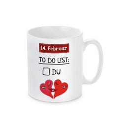 Herzbotschaft Tasse Kaffeebecher mit Motiv 14. Februar To-do-List