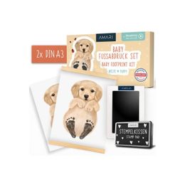 Amari Babymöbel-Set AMARI ® Baby Fußabdruck Set mit 2 Tierpostern & Clean Touch Pad