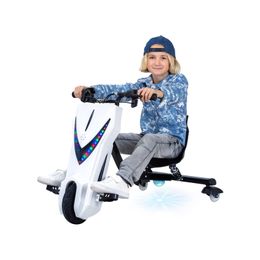 Actionbikes Motors Elektro-Drift-Trike für Kinder, Drift-Scooter, bis zu 15km/h, drosselbar, Hupe, LED-Driftrollen 360° (Weiß Matt)