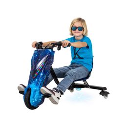 Actionbikes Motors Elektro-Drift-Trike für Kinder, Drift-Scooter, bis zu 15km/h, drosselbar, Hupe, LED-Driftrollen 360° (Space Blue)