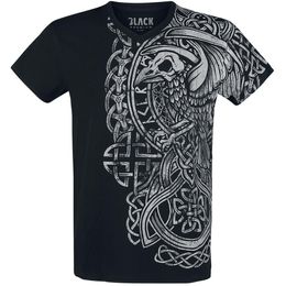 Black Premium by EMP schwarzes T-Shirt mit Print und V-Ausschnitt T-Shirt schwarz in L