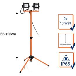 Smartwares® Smartwares - led Baustrahler mit Stativ, höhenverstellbar, IP65 - 2x 10 Watt