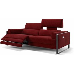 Stoff 3-Sitzer milo Rot 214 x 101 x 89 cm Füße: Schwarz - Rot - Sofanella