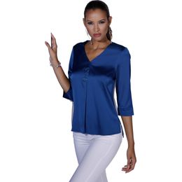 CR&Eacute;ATION L Damen Satinbluse mit Schmuck-Element royalblau Gr&ouml;&szlig;e 36