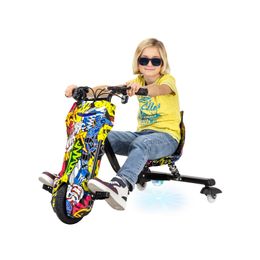 Actionbikes Motors Elektro-Drift-Trike 360, Drift-Scooter für Kinder, 250 Watt, 36 Volt, bis zu 15km/h, LED-Beleuchtung (Gelb Graffiti)