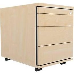 Schäfer Shop Schäfer Shop Select Rollcontainer 1233, Utensilienauszug + 3 Schubladen, abschließbar, Spanplatte, B 428 x T 600 x H 540 mm, Ahorn