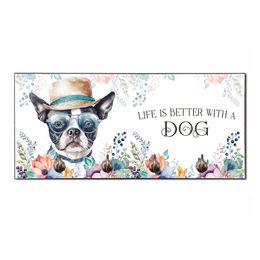 Cadouri Wandgarderobe BOSTON TERRIER Design-Hundegarderobe für Hundezubehör (Garderobe mit 4 Haken)