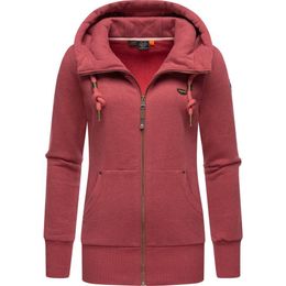 Ragwear Sweatjacke Neska Zip sportlicher Damen Hoodie mit Kapuze, rot