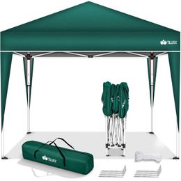 tillvex Pavillon 3x3m Grün wasserdicht Pop-Up Faltpavillon höhenverstellbar Gartenzelt UV Schutz 50+ Partyzelt mit Tasche für Garten