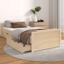 MAISONCHIC Massivholzbett mit Schubladen Einzelbett Bett für Schlafzimmer Kiefer 90x200 cm DE56714