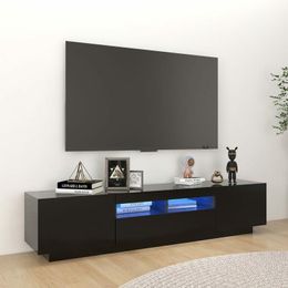 MAISONCHIC - TV-Lowboard für Wohnzimmer tv Schrank TV-Möbel mit LED-Leuchten Schwarz 180x35x40 cm DE40290