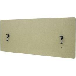 Neuwertig] Akustik-Tischtrennwand HHG 943, Büro-Sichtschutz Schreibtisch Pinnwand, doppelwandig Stoff/Textil 60x140cm grün - green