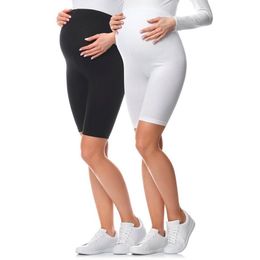 Be Mammy Umstandsleggings 2Pack Kurze Umstandsleggings aus Baumwolle BE20-228 (2-tlg) elastischer Bund