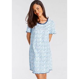 Vivance Dreams Sleepshirt mit Kräuselsaum, blau