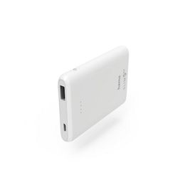 Hama Power Pack, Ausgang 1x USB-A, Eingang 1x Micro-USB, klein und leicht Powerbank 5000 mAh (3,7 V), weiß