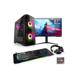 CSL RGB Edition V28715 Gaming-PC-Komplettsystem (27", AMD Ryzen 5 5600G, AMD Radeon™ Graphics, 16 GB RAM, 1000 GB SSD), schwarz