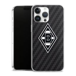 DeinDesign iPhone 15 Pro Max Handy Silikon H&uuml;lle Case transparent Handyh&uuml;lle Borussia M&ouml;nchengladbach Carbon Gladbach Silikon Case