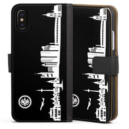 DeinDesign iPhone X Handy Klapph&uuml;lle Handyh&uuml;lle aus Kunst Leder schwarz Flip Case Eintracht Frankfurt Sge Skyline Sideflip mit langer Lasche