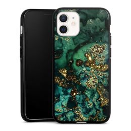 DeinDesign iPhone 12 mini Handy Silikon H&uuml;lle Case schwarz Handyh&uuml;lle Marble Muster Glitzer