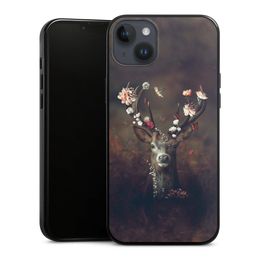 DeinDesign iPhone 14 Plus Handy Silikon H&uuml;lle Case schwarz Handyh&uuml;lle Reindeer Flowers Rehe