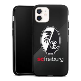 DeinDesign iPhone 12 Handy Silikon H&uuml;lle Case schwarz Handyh&uuml;lle Sc Freiburg Lettering Logo