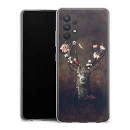 DeinDesign Galaxy A32 4G Handy Silikon H&uuml;lle Case transparent Handyh&uuml;lle Reindeer Flowers Rehe Silikon Case