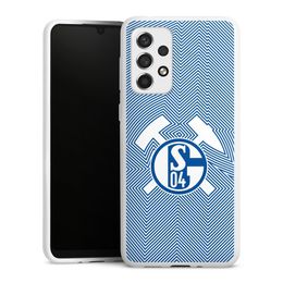 DeinDesign Galaxy A33 5G Handy Silikon H&uuml;lle Case wei&szlig; Handyh&uuml;lle Fc Schalke 04 Bundesliga Stripes Silikon Case