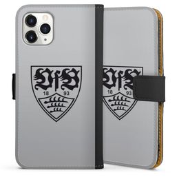 DeinDesign iPhone 11 Pro Handy Klapph&uuml;lle Handyh&uuml;lle aus Kunst Leder schwarz Flip Case Logo Official Licensed Product Vfb Stuttgart Sideflip mit Lasche
