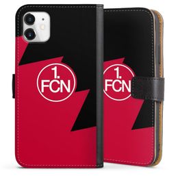 DeinDesign iPhone 11 Handy Klapph&uuml;lle Handyh&uuml;lle aus Kunst Leder schwarz Flip Case 1. Fcn 1. Fc N&uuml;rnberg Merchandise Sideflip mit Lasche