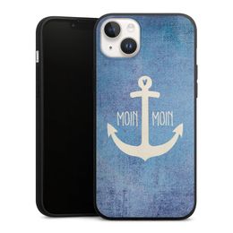 DeinDesign iPhone 14 Handy Premium Silikon H&uuml;lle Handyh&uuml;lle schwarz Case Anchor Maritim Blue Silikon Premium Case