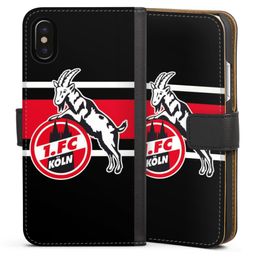 DeinDesign iPhone X Handy Klapph&uuml;lle Handyh&uuml;lle aus Kunst Leder schwarz Flip Case Official Licensed Product 1. Fc K&ouml;ln Logo Sideflip mit langer Lasche