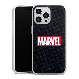 DeinDesign iPhone 13 Pro Handy Silikon H&uuml;lle Case wei&szlig; Handyh&uuml;lle Logo Marvel Comic Silikon Case