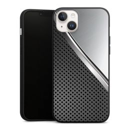 DeinDesign iPhone 14 Handy Premium Silikon H&uuml;lle Handyh&uuml;lle schwarz Case Steel Metall Carbon Silikon Premium Case