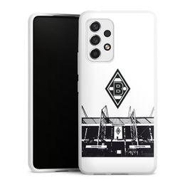 DeinDesign Galaxy A53 5G Handy Silikon H&uuml;lle Case wei&szlig; Handyh&uuml;lle Borussia M&ouml;nchengladbach Die Fohlen Stadium Silikon Case