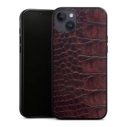 DeinDesign iPhone 14 Plus Handy Silikon H&uuml;lle Case schwarz Handyh&uuml;lle Leather Crocodile Animal Print