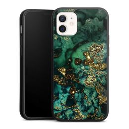 DeinDesign iPhone 12 mini Handy Premium Silikon H&uuml;lle Handyh&uuml;lle schwarz Case Marble Muster Glitzer Silikon Premium Case